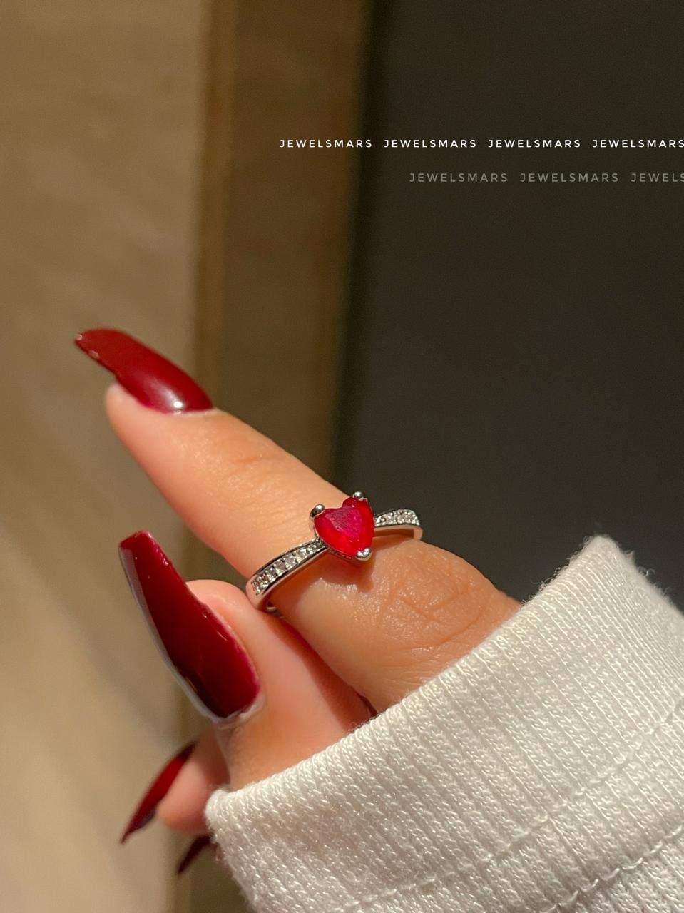 Lucy Heart Ring- red – Jewelsmars