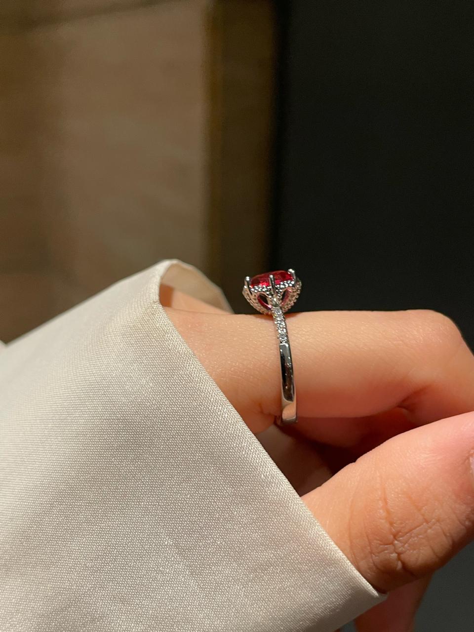 Crown Solitaire Ring- red – Jewelsmars