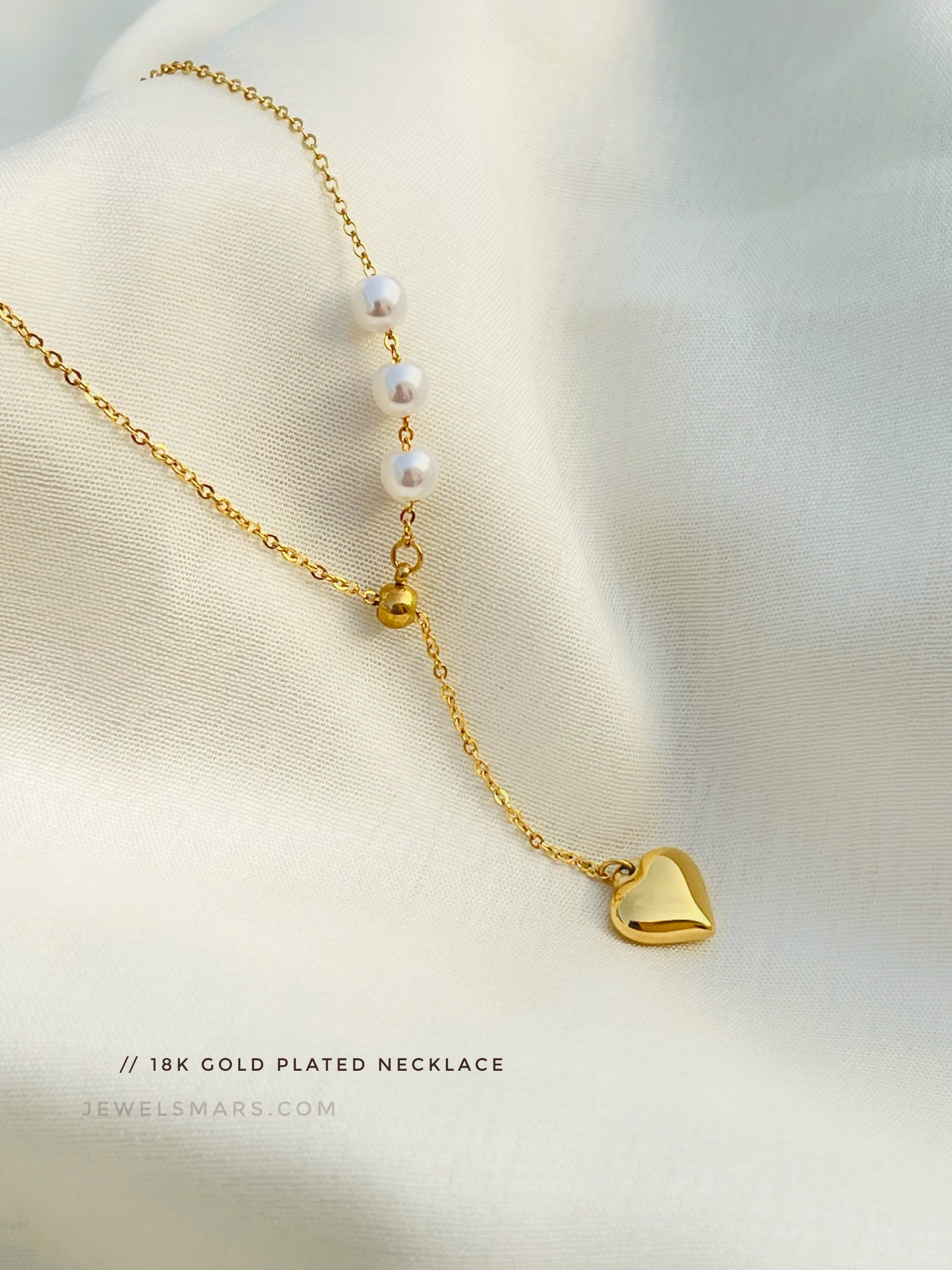 Betty Pearl Heart Necklace [18k gold plated] – Jewelsmars