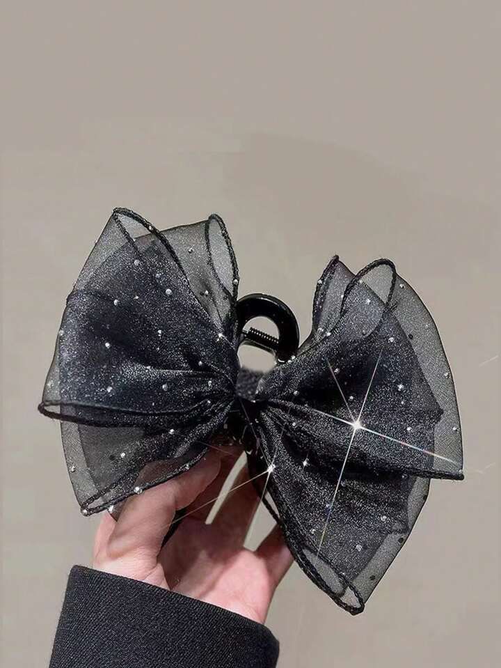 Bowknot Mesh Net Claw clutcher- black – Jewelsmars