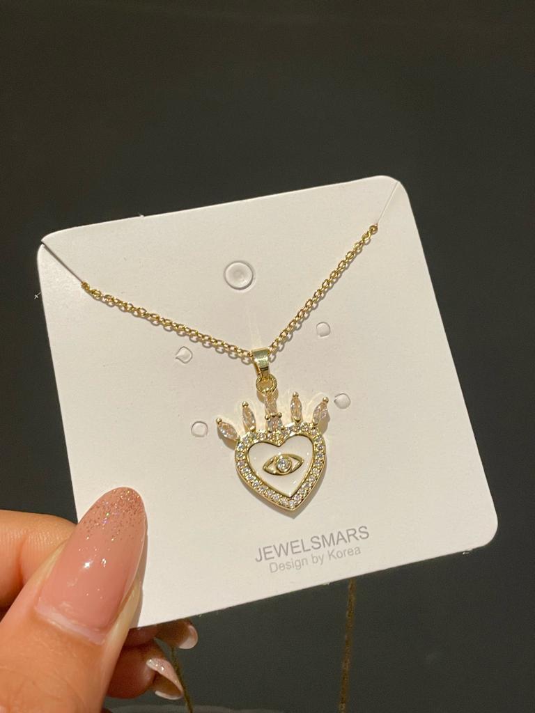 Evil Eye Heart Necklace - white – Jewelsmars