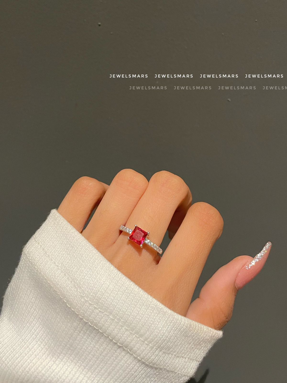 Lily Square Cut Ring- Ruby Red – Jewelsmars